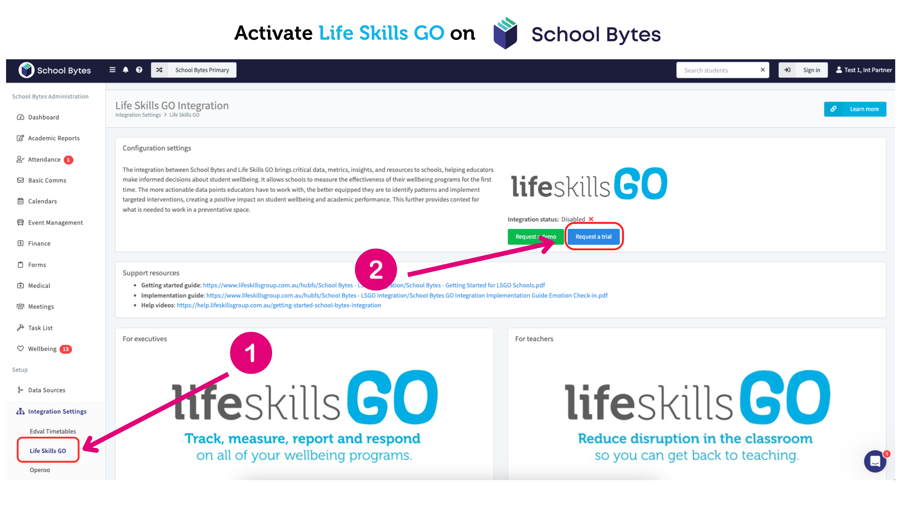 Life Skills GO School Bytes Integration